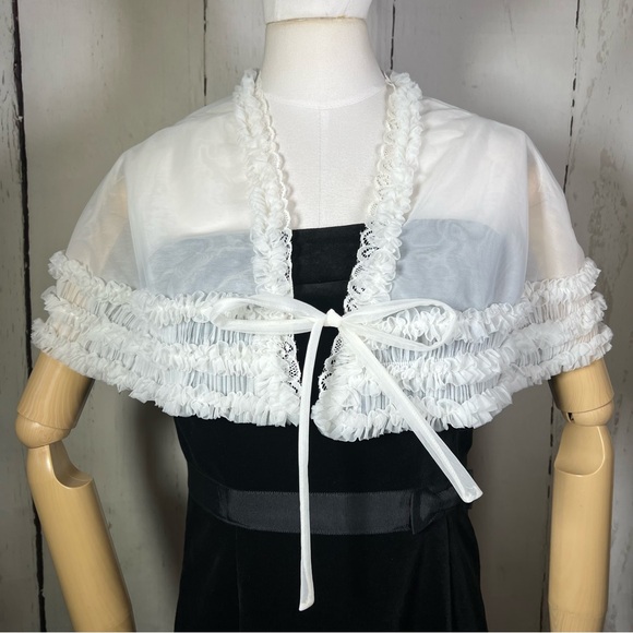 Other | Vintage Sheer Ruffled Wedding Lingerie Boudoir Shawl Shrug ...